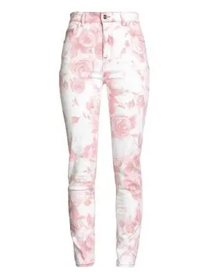 BLUGIRL Floral Print High-waisted Jeans - Pink