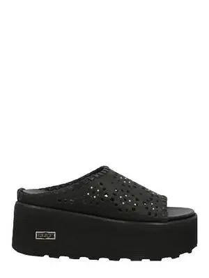 CULT Leather Flatform Sandals - Black