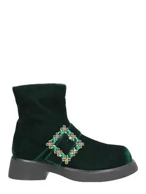 TOSCA BLU Velvet Ankle Boots With Appliqués - Green