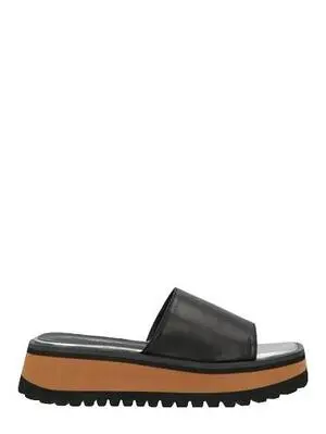 TOSCA BLU Leather Slide Sandals - Black