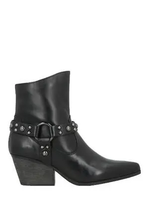 MJUS Leather Cowboy Ankle Boots - Black