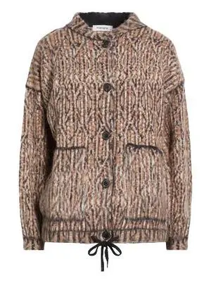 KANGRA Alpaca Wool Blend Jacquard Knit Cardigan - Camel