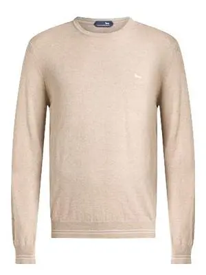 HARMONT & BLAINE Knitted Cotton Linen Crewneck Sweater - Beige