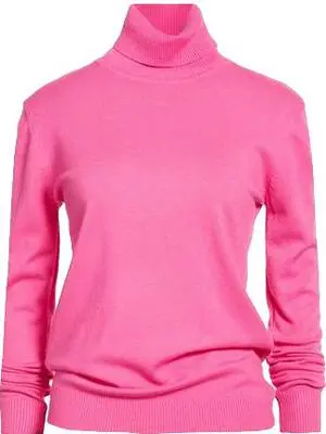 ALV BY ALVIERO MARTINI Knitted Turtleneck Long Sleeve Top - Fuchsia