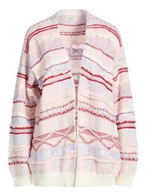 LANEUS Jacquard Knit Cardigan - Pink