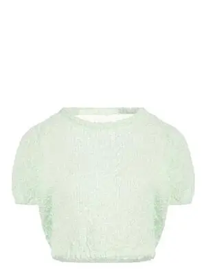 VICOLO Knitted Top With Crystals - Green