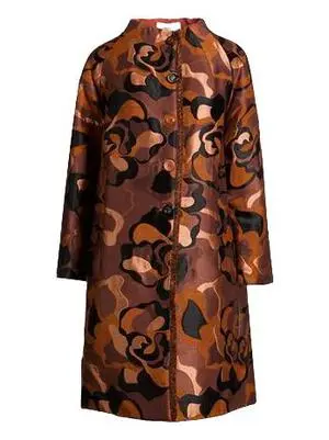 Malìparmi Floral Jacquard Single-breasted Coat - Brown