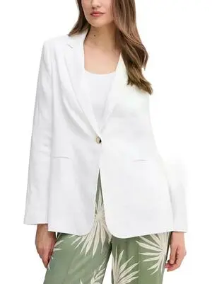 OUI Button-up Linen Blazer - White