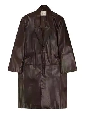 ENTIRE STUDIOS Single-breasted Leather Coat - Brown