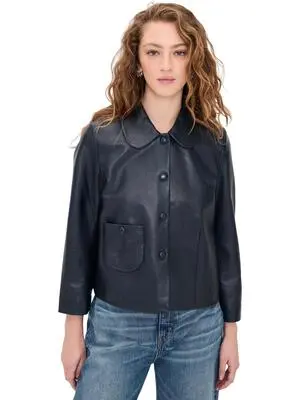 Ba&sh Milos Leather Jacket - Marine