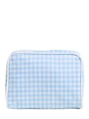 WEEZIE Small Gingham Toiletry Bag - Light Blue Gingham