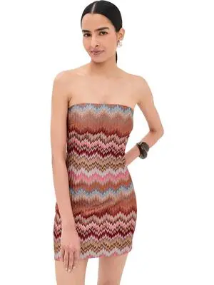Missoni Strapless Mini Dress Pink And Rust Tones
