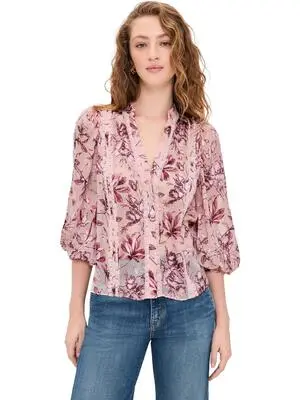 Alice + Olivia Arlette Collared Blouse - Mystic Garden English Rose
