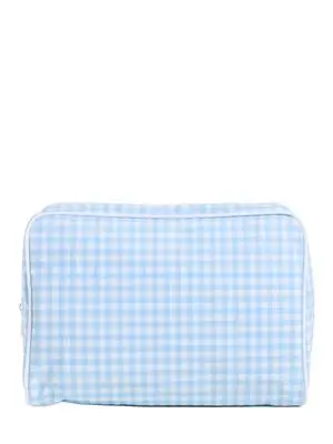 WEEZIE Large Toiletry Bag - Light Blue Gingham