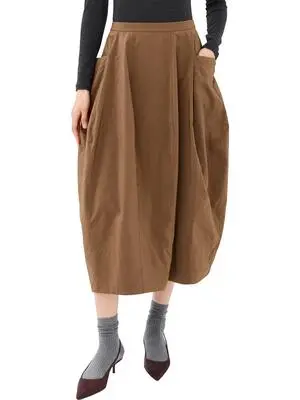 Tibi Nylon Lantern Skirt Caramel Latte