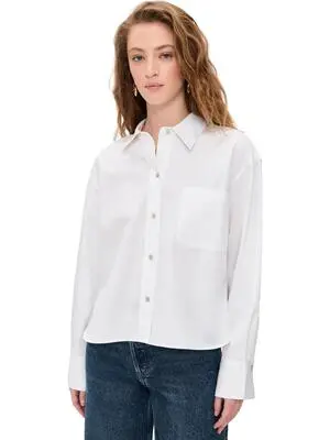 Vince Cropped Long Sleeve Shirt - Optic White