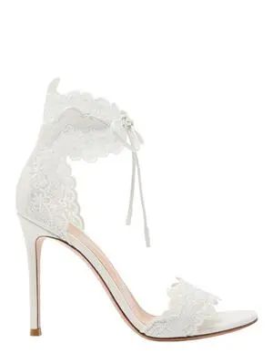 GIANVITO ROSSI Evie 105 Lace And Leather Sandals - White