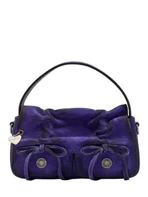 Acne Studios Multipocket Micro Distressed Suede Top Handle Bag - Violet