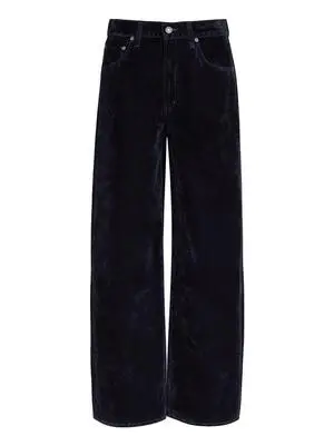 AGOLDE Low Curve Barrel-leg Velvet Jeans - Navy