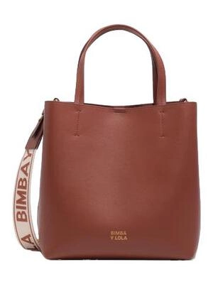 Bimba Y Lola Medium Leather Tote Bag With Magnetic Closure - Nut