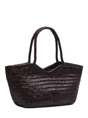 Bimba Y Lola Large Braided Leather Shopper Bag - Aubergine