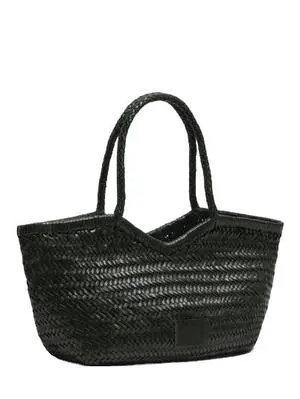 Bimba Y Lola Large Braided Leather Shopper Bag - Dark Green