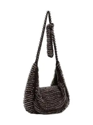 Bimba Y Lola Small Beaded Crochet Shoulder Bag - Chocolate
