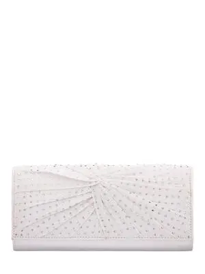 Nina Crystal Embellished Clutch - Ivory