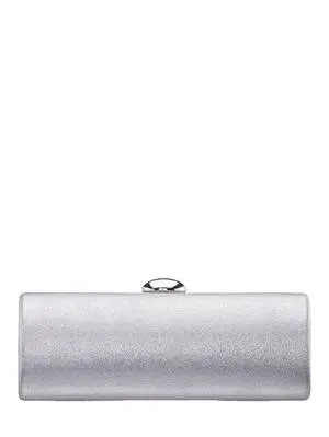 Nina Xandra Metallic Faux Leather Frame Clutch - Silver