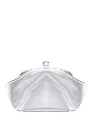 Nina Lyric Metallic Faux Leather Clutch - Silver