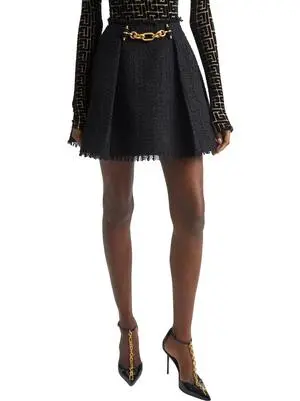 Balmain Chain Tweed A-line Miniskirt - 0pa Black