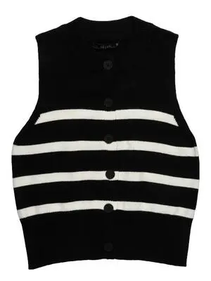 Deluc Mykonos Stripe Knit Vest - Black With Ecru Stripes