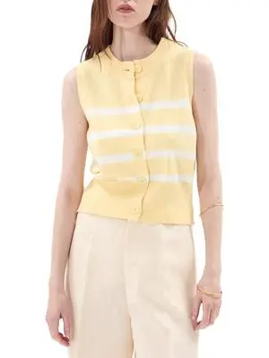 Deluc Mykonos Stripe Knit Vest - Butter With Ecru Stripes
