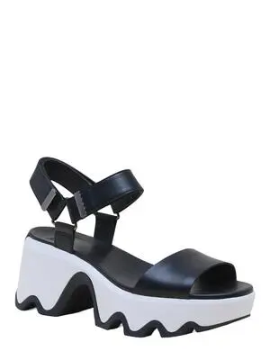 Sorel Kinetic™ Aura Ankle Strap Platform Sandal - Black/sea Salt