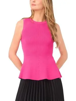 Halogen Sleeveless Rib Peplum Top - Rose Violet
