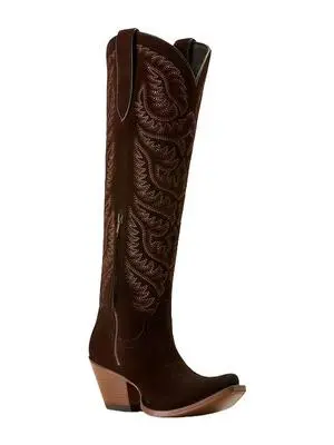 Ariat Laramie X Toe Knee High Western Boot - French Roast Suede