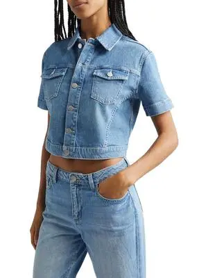 L'Agence Kirstie Cropped Denim Jacket - Calabasas