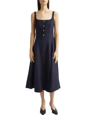 Altuzarra Orrie Sleeveless Linen-blend Midi Dress - 000400 Navy