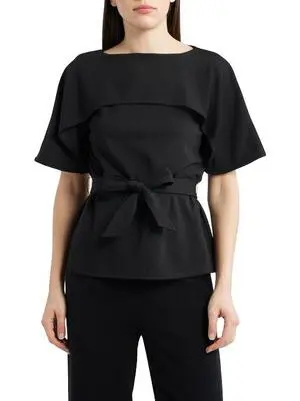 Anne Klein Layered Bateau Neck Knit Top - Anne Black