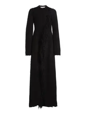 LANVIN Cape-sleeve Woven Coat - Black
