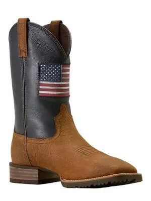 Ariat Hybrid Rancher Patriot Wide Square Toe Cowboy Boot - Brown