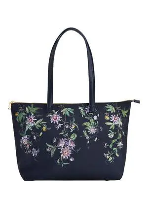 FABLE ENGLAND Passion Flower Grab Tote - Navy
