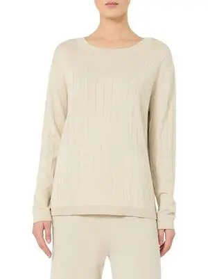 MM BY MAX MARA Attuale Rib Silk & Cotton Sweater - Ivory