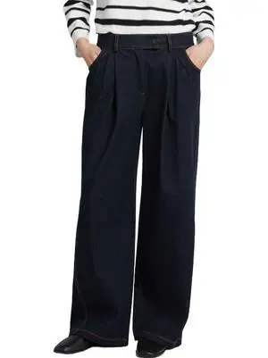 MM BY MAX MARA Sarta Wide-leg Jersey Trousers - Midnight Blue