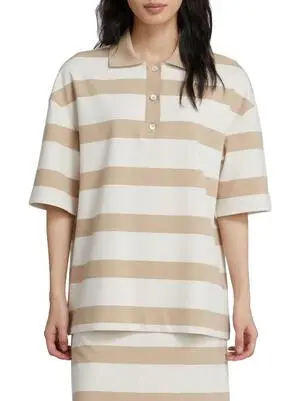 MM BY MAX MARA Labetaia Striped Polo Top - Ivory