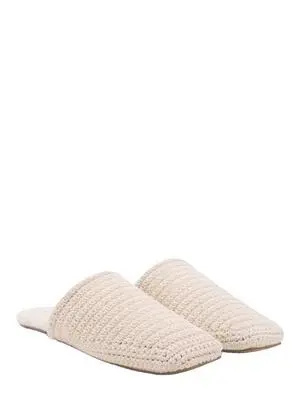 Mango Crochet Mule Slipper - Ivory White
