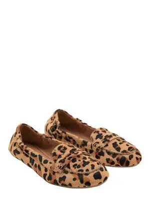 Mango Genuine Calf Hair Penny Loafer - Medium Brown