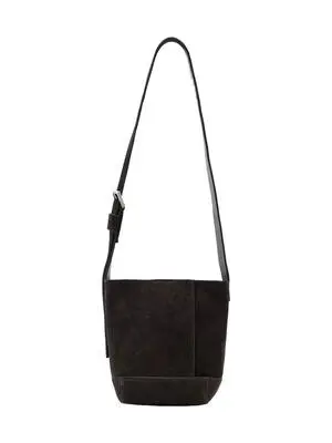 ALLSAINTS Mini Alba Suede Crossbody Hobo Bag - Bitter Brown