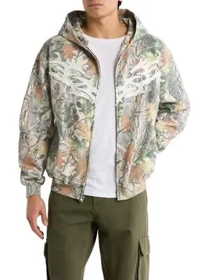 PACSUN Chaos Appliqué Camouflage Zip Hoodie - Green