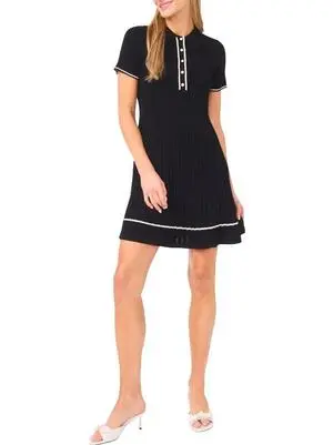 Ted Baker London Polo Style Minidress With Pleated Skirt - Rich Black